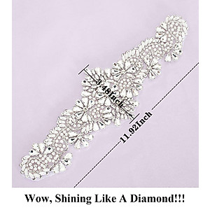 Pardecor Belt with Rhinestone Bridal Wedding Dress Belt Silver Crystal Rhinestone Pearl Belts Beaded Women's sash for Bridesmaid Gowns