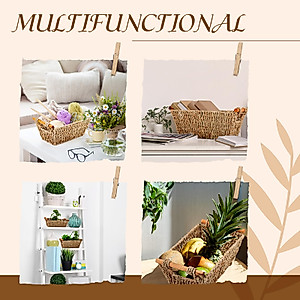 Marsui 12 Pcs Small Wicker Baskets for Gifts Empty Hand Woven Seagrass Rattan Towel Baskets for Bathroom Bin Organizer Shelf Pantry Baskets for Gifts Storage Towel Kitchen Toilet Living Room (Brown)