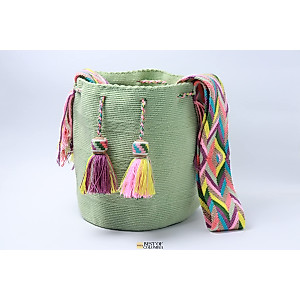 Mint Green Wayuu Mochila Bag - Large Crochet Crossbody Purse