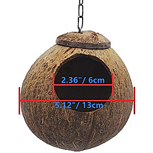 Litewoo Bird Nest House Bed Hut Natural Coconut Shell Seed Feeder Toy for Parrot Parakeet Cockatiel Conure Canary Finch Pigeon Hamster Gerbil Rat Mice Chinchilla Guinea Pig Cage Accessories