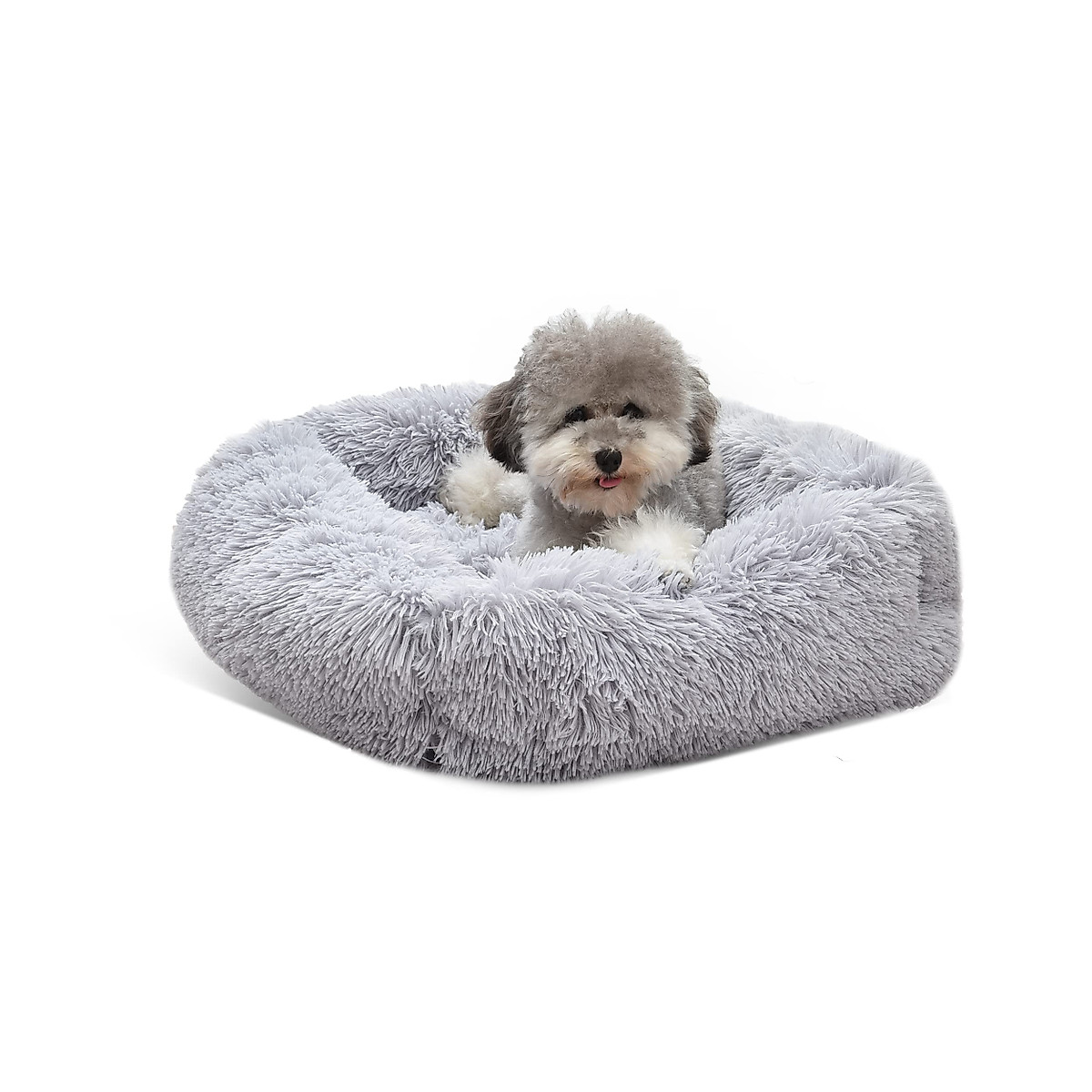 Gavenia Cat Bed for Indoor Cats,24 inch Soft Long Plush Cushion Washable Pet Bed Calming Self-Warming square Cat and Dog Bed Anti-Slip & Waterproof Bottom Cushion (24 x 20 x 7 inch, Grey)