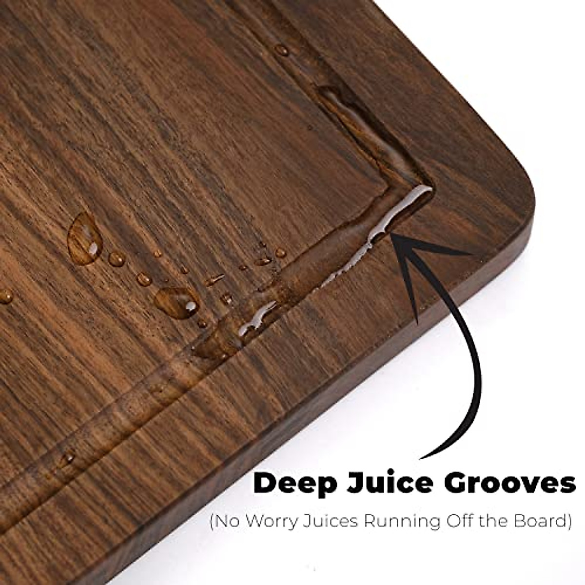 Dark Walnut Wood Cutting Board For Kitchen with Juice Groove, Chopping Board Made of Walnut Wood in Large & Medium sizes for Meat, Cheese and Vegetables (Black Walnut 16x12 inch)