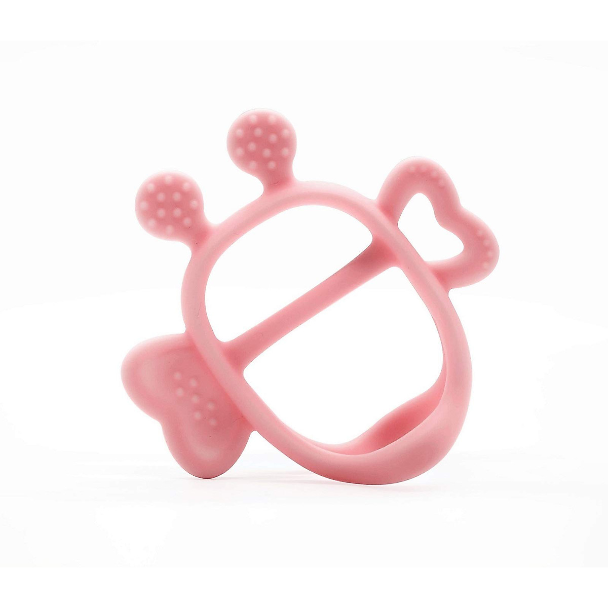 Mama’s tem Wearable Baby Teething Toys with Teether Handle, Eco-friendly Non-toxic BPA Free Pure Silicone, Easy to clean Infant Toys, Newborn Baby Gift (Pink)