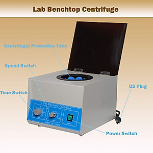 Podoy Electric Lab Benchtop Centrifuge Low-Speed 4000rpm 50ml 6 Tubes 0-60min Timer Speed Control Centrifuge Laboratory Machine Desktop 110V LD-3