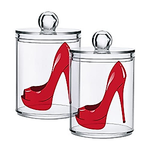 Oyihfvs High Heels Red Girls 2 Packs Clear Plastic Jar with Lid, Airtight Food Translucent Jars, Makeup, Food Storage Containers for Kitchen Cookie, Tea