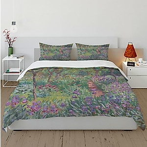 HOBBOY Bright Colors Bedding Duvet Cover Sets Claude Monet Aesthetic Bedding Sets 1 Duvet Cover 2 Pillow Cases Comfortable & Breathable California King