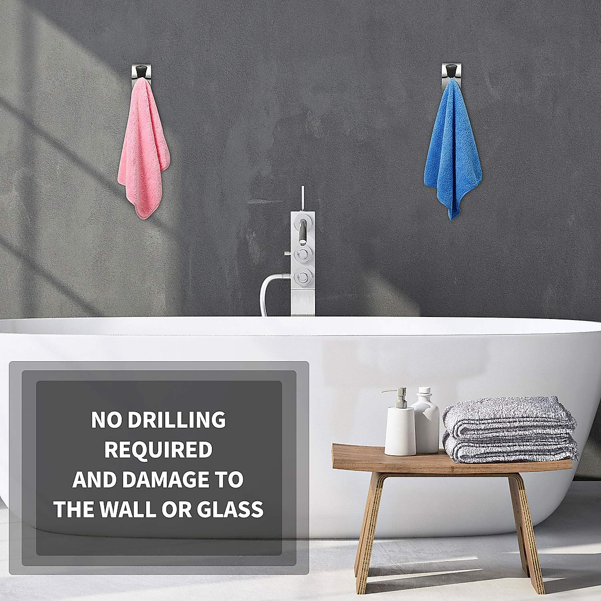 4 Pieces Self Adhesive Hand Towel Hook Holder Grabber Stainless Steel Kitchen Towel Hook Rack Wall Mount Non Drilling Required Towel Hangers Hand Towel Hook Tea Towel Holders for Bathroom Kitchen