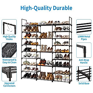 Shoe Rack Storage Organizer 9/10 Tiers Tall Shoe Organizer Shoe Storage for Entryway Holds 50-80 Pairs Shoe and Boots, Free Standing Shoe Racks Shoe Shelf Shoe Cabinet for Closet Bedroom Hallway
