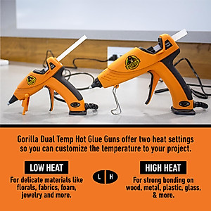 Gorilla Dual Temp Mini Hot Glue Gun Kit with 75 Hot Glue Sticks, Precision Nozzle, and Easy Squeeze Trigger, for DIY, Craft, Repairs, and More, Orange (Combo Pack:1 Mini Gun, 75 Glue Sticks)