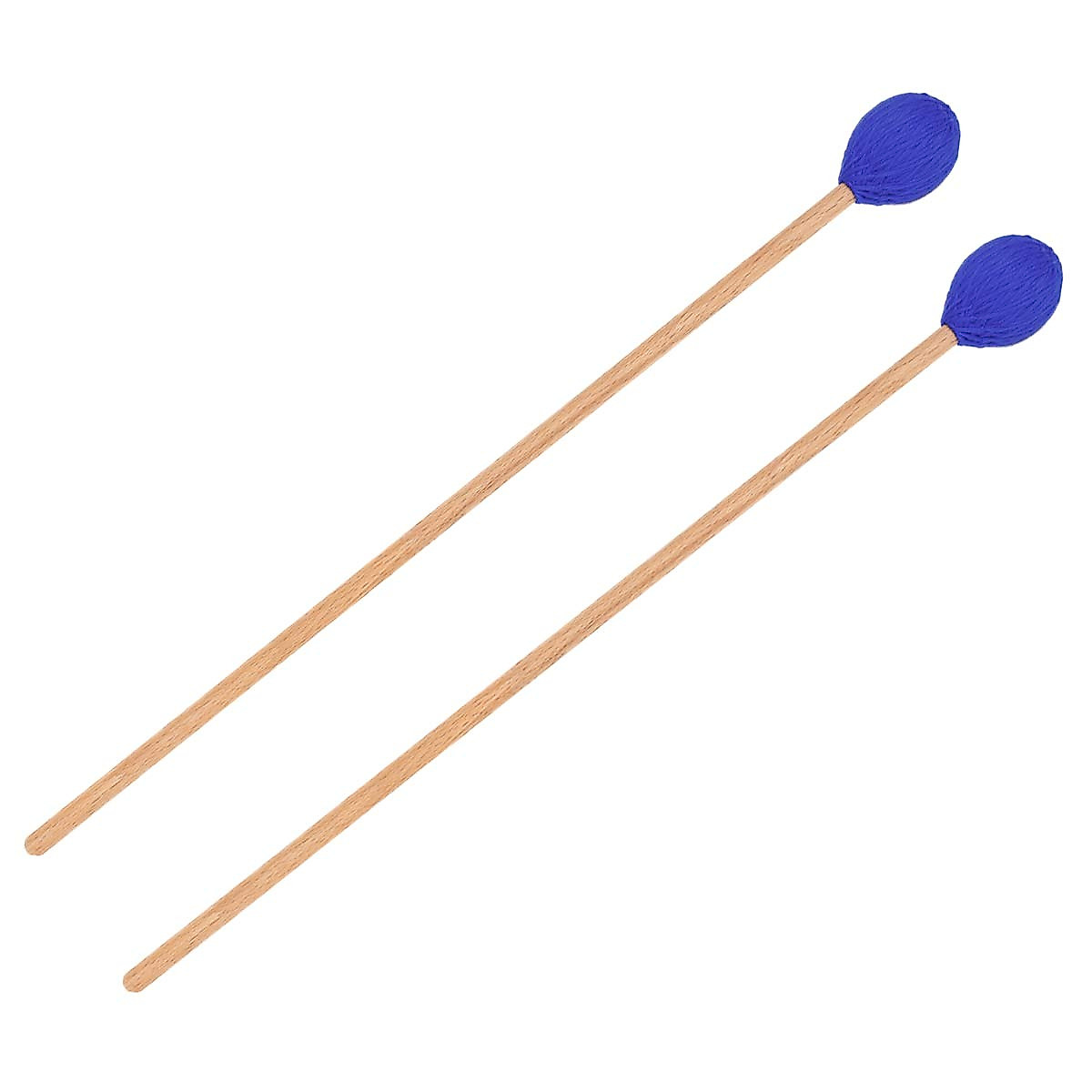 Marimba Mallets, Blue Medium Hard Mallets Yarn Head Keyboard Marimba Mallets with Maple Handle, Pack of 2