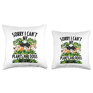 Plant Lover Gift Gardening Accessories & Stuff Funny Dogs Design for Men Women Gardener Plant Lover Throw Pillow, 18x18, Multicolor