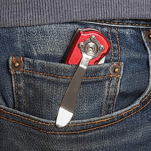 PrvnPro Folding Utility Knife with Belt Latch, Red