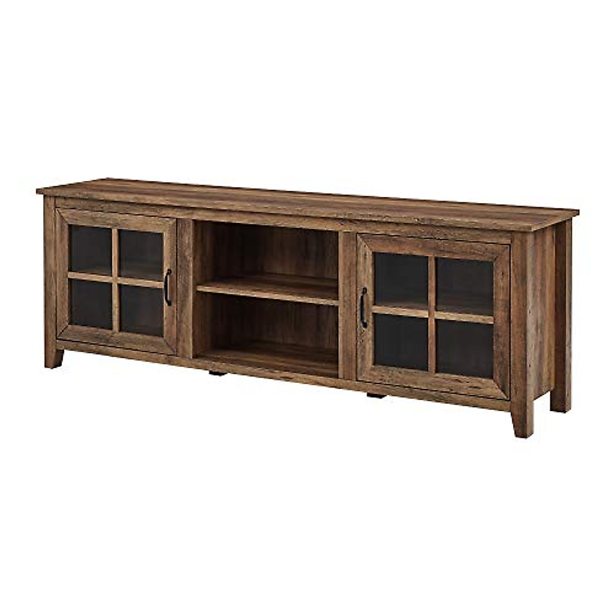 Walker Edison Portsmouth Classic 2 Glass Door TV Stand for TVs up to 80 Inches, 70 Inch, Rustic Oak