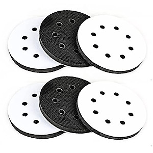 6 Pack Interface Buffer Pads, 5 Inch 8 Holes Hook and Loop Soft Sponge Cushion Buffer Backing Pads Orbital Sander Foam Pad, Foam Interface Sanding Pads for Orbital Sander Automotive Polishing Machine