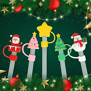 FadAcc Straw Cover for Stanley Cup, 5Pcs Silicone Straw Topper Compatible with Stanley 40 Oz Tumbler, Reusable Straw Cover Cap for 10mm Straws,Stanley Cup Accessories