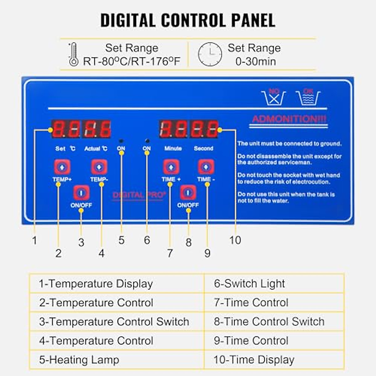 VEVOR 22L Industrial Sonic Cleaner with Digital Timer&Heater 40kHz Professional Sonic Cleaner 110V with Excellent Cleaning Effect for Wrench Tools Industrial Parts Mental Apparatus
