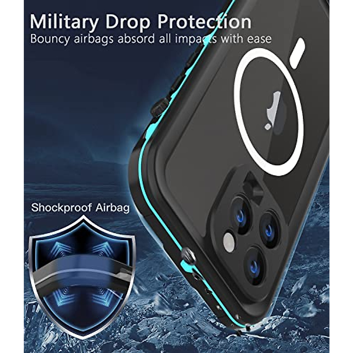 Guirble Design for iPhone 14 Pro Waterproof Case,Phone Case for iPhone 14 Pro with Screen Protector,Protective Case for iPhone 14 Pro 6.1''(Turquoise)