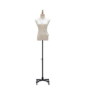 Female Dress Form Mannequin Torso, Adjustable Height 51-75 Inch Stand, Manikin Body Model with Metal Movable Rolling Base, for Clothing Dress Jewelry Display Sewing ( Without Head & Arms)