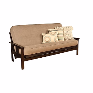 Pemberly Row 7" Full Size Futon Mattress Replacement, Linen Sleeper Sofa Bed Mattress, Cotton and Foam Construction, Stone Grey-Frame Not Included