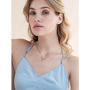 SWEETV Rose Gold Cubic Zirconia Wedding Bridal Backdrop Necklace for Brides, Crystal Dainty Back Necklace, Body Chain Jewelry for Women Prom