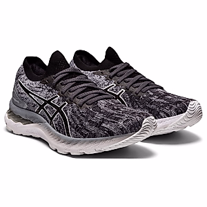 ASICS Women's Gel-Nimbus 23 Knit Running Shoes, 8, Sheet Rock/Black