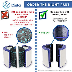 Premium Combi 360 Glass True Hepa Filter for Dyson Pure Air Purifier Model PH01 PH02 PH03 PH3A PH04 TP06 HP06 TP07 HP07 TP7A TP09 HP09 TP10 HP10 HP4B Part # 970341-01 965432-01 (2-Pack)