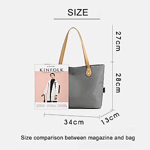 Large Tote Bag for Women, Waterproof Nylon Tote Bag, Lightweight Handbags Shoulder Bags,Work,Shopping Daily Use (Navy)