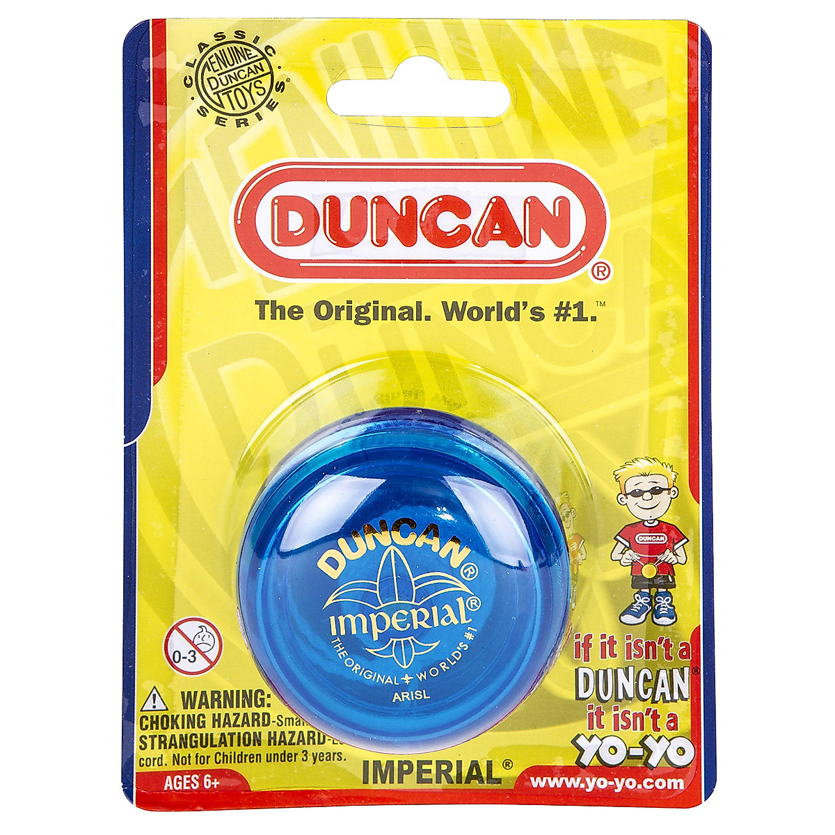 Duncan Toys Imperial Yo-Yo, Beginner Yo-Yo with String, Steel Axle and Plastic Body, Blue