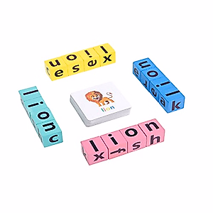 Crossword Puzzle, Matching Letter Game, Premium Wooden Alphabet Flash Cards Matching Sight Words ABC Letters, Wooden Blocks Spelling Game,Wooden Fun Spelling Words with Cards,for Ages 3-5 Kids (2 Set)