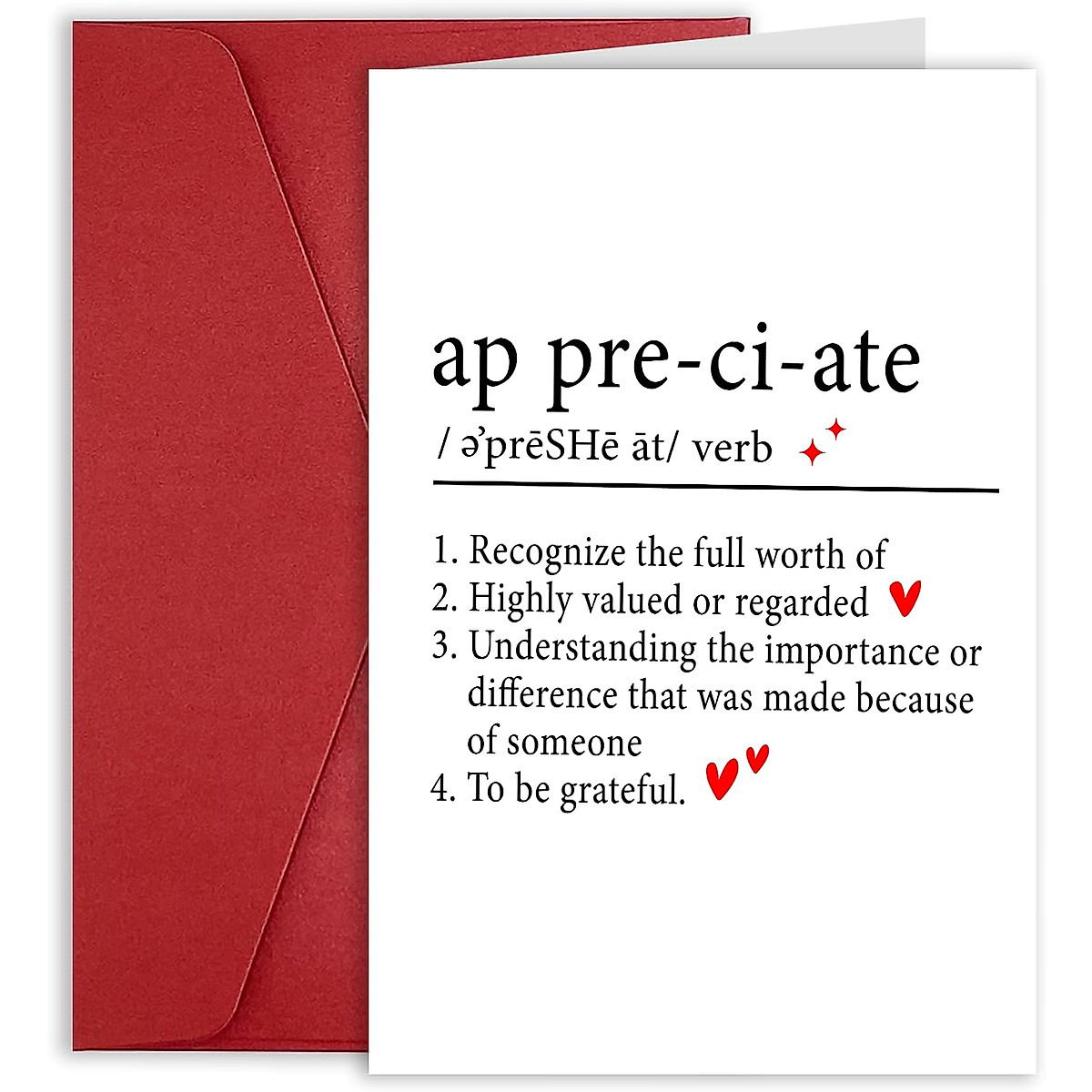 ONECHI Cute Appreciate Definition Card, Funny Thank You Card for Him Her, Lovely Thankful Greeting Card for Teacher Boss