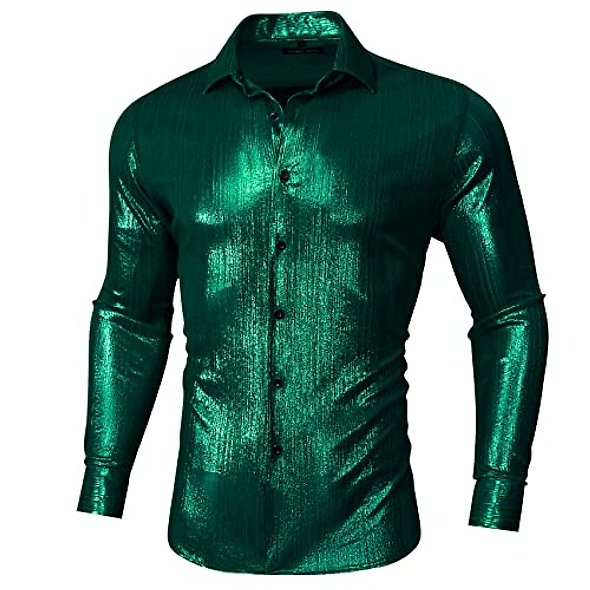 Barry.Wang Shirts for Men Fancy Long Sleeve Dress Shirt Shiny Button Sequin Regular Fitted Shirts