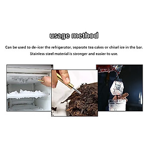 Ice Pick with Safety Cover, Puer Puerh Tea Pick Needle Professional Ice Pick Tea Cake Pick Tool Solid Copper Handle for Picnics, Camping, Outdoor Activities, Bar, kitchen, And Restaurant (Gold Copper)