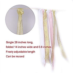 Fabric Lace Tassel Garland ribbon garlands Garland already assembled ribbon Wall Hanging Decor Nursery Photo Props For Wedding Event Birthday Anniversary Baby shower Party Supplies Pink & White & Gold