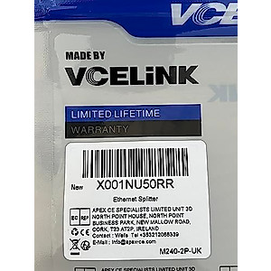 VCELINK Ethernet Splitter 1 to 2, 2-Pack RJ45 Splitter for Cat5/ Cat5e/ Cat6 LAN Cable, Internet Splitter Female to Female in Black (Please USE Them in Pairs)