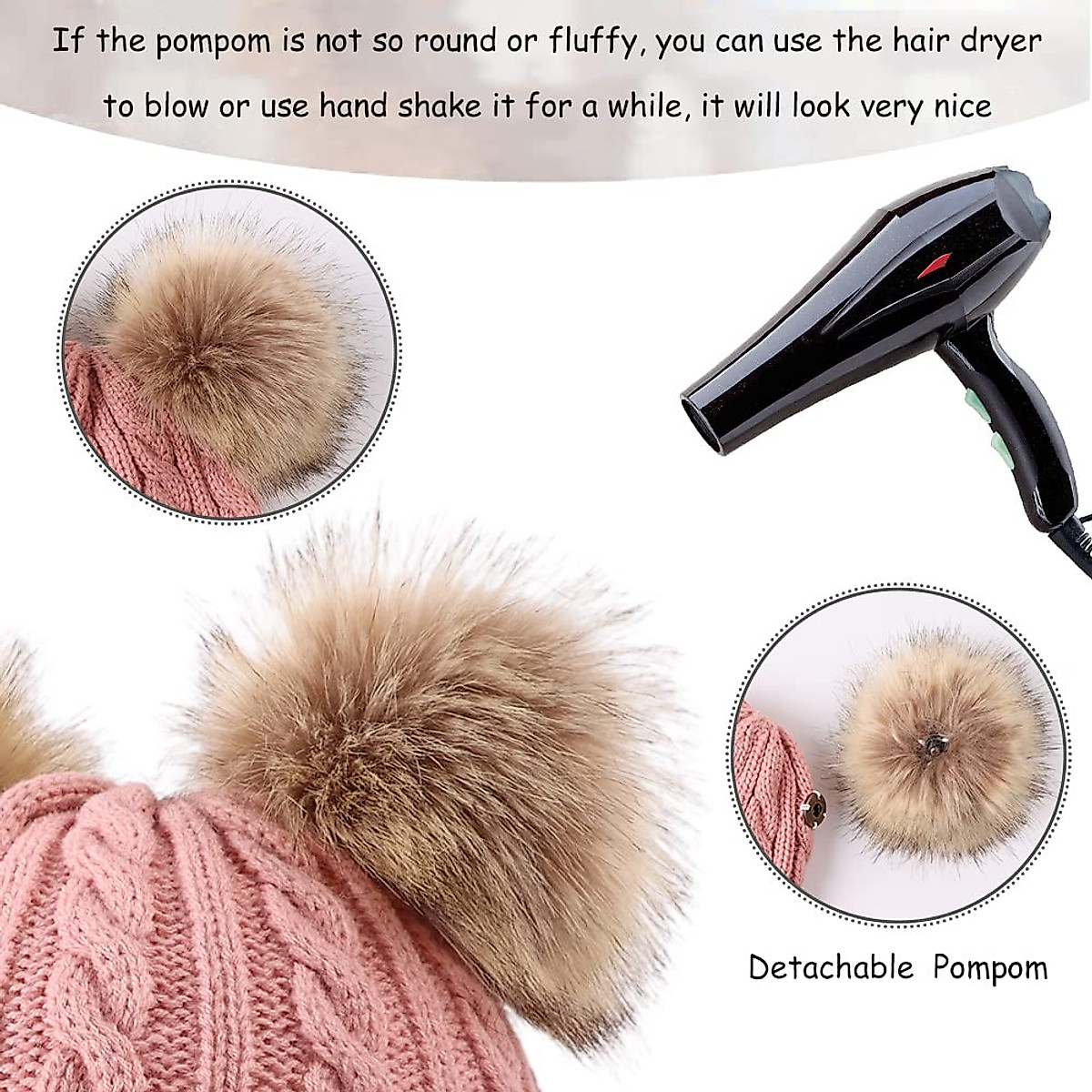 Yuoahcn 3 PCS Kids Winter Beanie Hat Round Scarf Gloves Set Thick Twist Knit Warm Toddler Winter Cap Gloves Neck Warmer for Boys Girls 1-8 Years (Deep Pink)