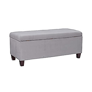 Linon Carmen Shoe Storage Ottoman, Grey, 20" x 48" x 20",