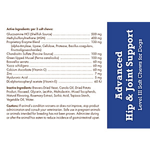Healthy Breeds Pit Bull Advanced Hip & Joint Support Level III Soft Chews for Dogs - Promotes an Active, Comfortable Life with Glucosamine, Chondroitin & Green Lipped Mussel- 120 Count
