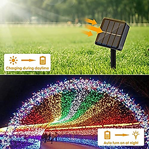 Solar String Lights 480 LED 171Ft 8 Modes Christmas Lights Outdoor, Waterproof Solar Powered Christmas Holiday Decorations Solar Twinkle Lights for Patio Garden Tree Fence Yard Party, Multi