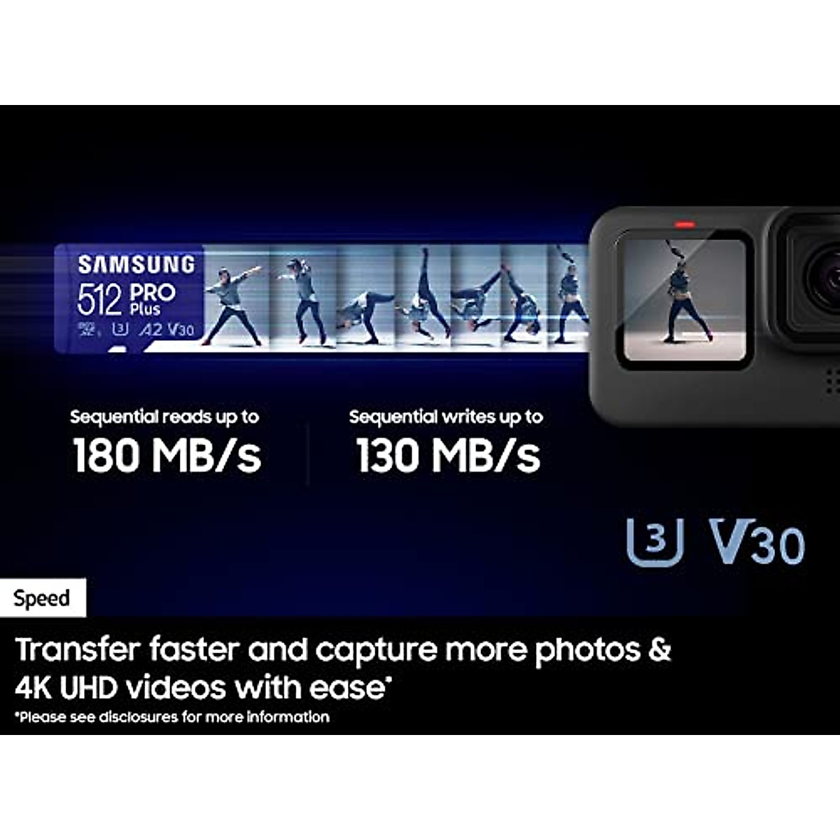 SAMSUNG PRO Plus microSD Memory Card + Adapter, 128GB MicroSDXC, Up to 180 MB/s, Full HD & 4K UHD, UHS-I, C10, U3, V30, A2 for Android Phones, Tablets, GoPRO, DJI Drone, MB-MD128SA/AM, 2023