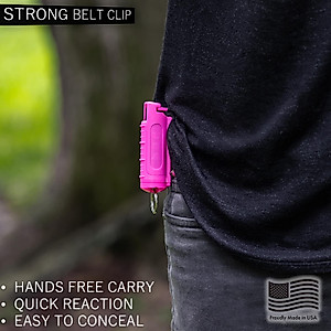 Police Magnum Pepper Spray Keychain Belt Clips- Maximum Heat Strength OC with Dye- Combo Safety Key Chain Set- Made in The USA- 2 Pack Hot Pink INJ