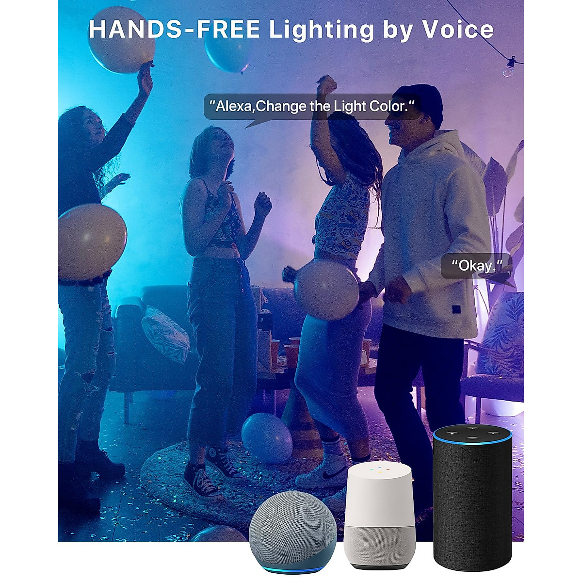 ORALUCE Smart BR30 Bulb, LED Flood Light Bulbs, Works with Alexa Google Assistant, 12W 100W Equivalent, 1280 Lumens, RGBCW 2700-6500K Color Changing Recessed Light Bulbs for Cans, E26 Base, 4 Pack