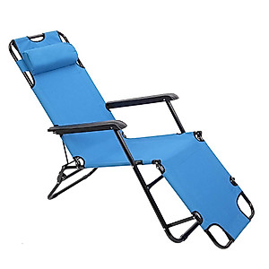 LovelyBaby Patio Lōunge Chairs, Outdoor Lōunge Chair Recliners Adjustable Foldable Garden Lōunger for Beach Garden Family Pool, Portable Dual Purposes Extendable Folding Reclining Chair Bench, Blue