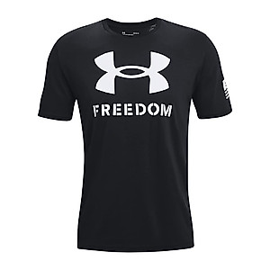 Under Armour Men's New Freedom Logo T-Shirt, Black (001)/White, Large