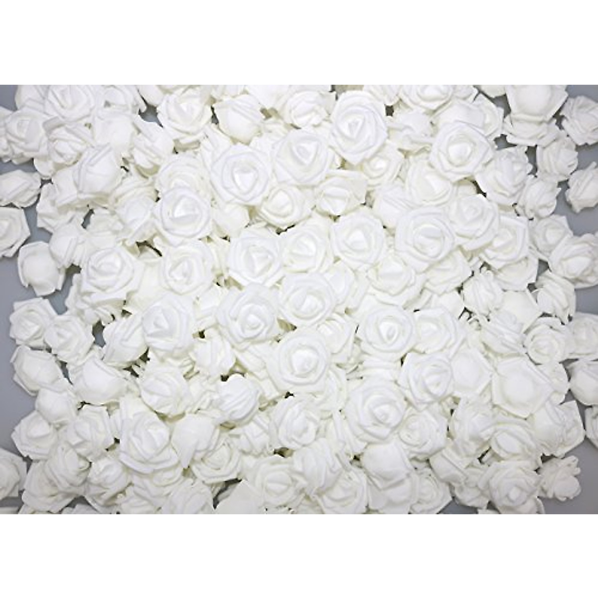 Lightingsky 300pcs 1.7 inch Real Touch Artificial Rose Head, DIY 3D Artificial Flowers for Wedding Bouquets, Room Decoration (White)