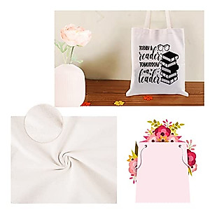 CMNIM Book Canvas Tote Bag for Readers Inspiration Gifts Today A Reader Tomorrow A Leader (Book Canvas Tote Bag)