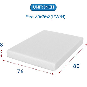 King Mattress, 8 Inch Gel Memory Foam Mattress for Back Pain Relief, Medium Firm King Size Mattress in a Box with Washable Cover & Motion Isolation