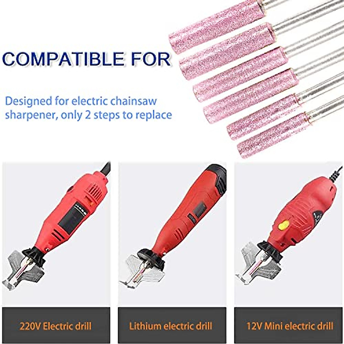 Burr Grinding Stone File - 15Pcs 3 Sizes Diamond Chainsaw Sharpener Rotary Bit Set Polishing Sharpening Garden Tool for Lawn Mower Chainsaw Parts Garden, 4.0/4.8/5.5mm