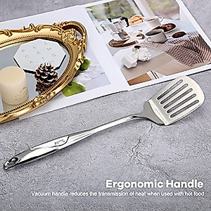 BAERFO High-grade Stainless Steel Slotted Spatula,Cooking Slotted Turner for Kitchen 1-Pcs (13.5 inch)