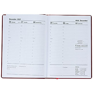 LETTS Milano Weekly Planner, A5 Size, 12 Months, January to December, 2023, Week-to-View with Appointments, 8.25" x 5.875", Red (CTO3XURD-23)