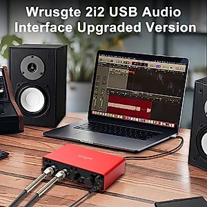 Wrugste Audio Interface for Recording Podcasting and Streaming Ultra-low Latency Plug&Play Noise-Free XLR Audio Interface(24Bit/192kHz)+48V Phantom Power for PC